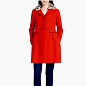kate spade | Jackets & Coats | Kate Spade Red Wool Leopard Collar Coat ...
